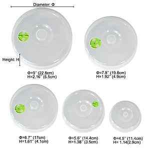Bealuffe Microwave Covers for Food 5 PCS Microwave Splatter Lid Cover Dish Cover Plate Splatter Shield for Microwave Oven