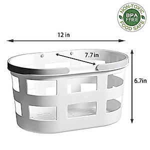 Anyoifax Portable Shower Caddy Tote Plastic Basket with Handle Cleaning Supplies Caddy Storage Organizer Bin for Bathroom, Pantry, Kitchen, College Dorm, Camp, White