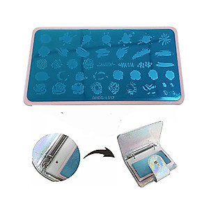 DRDS 20 Slots Nail Art Stamp Plate Holder Stamping Plates Storage Bag Cases Rainbow Practical Empty Rectangle Plates Big Size 6.0X12.0CM Organizers