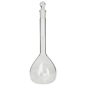 GSC International FVGGS500 Glass Gsc Volumetric Flask, 500 mL, with Ground Glass Stopper, 16.907 fl. oz. Capacity