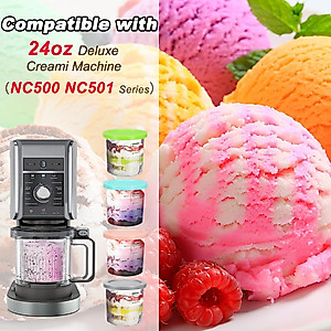 Advantez Replacement For Ninja Creami Deluxe Pints and Lids-4 Pack, 24oz Reusable Ice Cream Containers Dishwasher Safe, Compatible With NC501 NC500 Series 11-In-1 Ninja Ice Cream Maker
