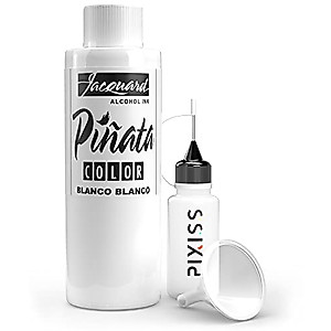 Pinata Blanco Alcohol Ink 4-Ounce, Pixiss 20ml Needle Tip Applicator Bottle and Funnel, Bundle for Yupo and Resin