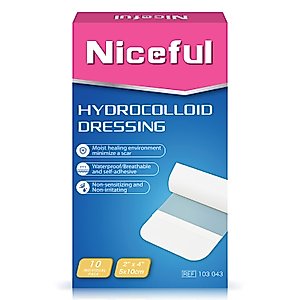 Niceful 10 Pack Hydrocolloid Bandages Large, 2"x4" Hydrocolloid Dressing Extra Thin for Light Exudate, HSA FSA Eligible, Large Hydrocolloid Bandages Fast Healing