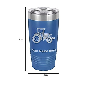 LaserGram 20oz Vacuum Insulated Tumbler Mug, Farm Tractor, Personalized Engraving Included (Dark Blue)