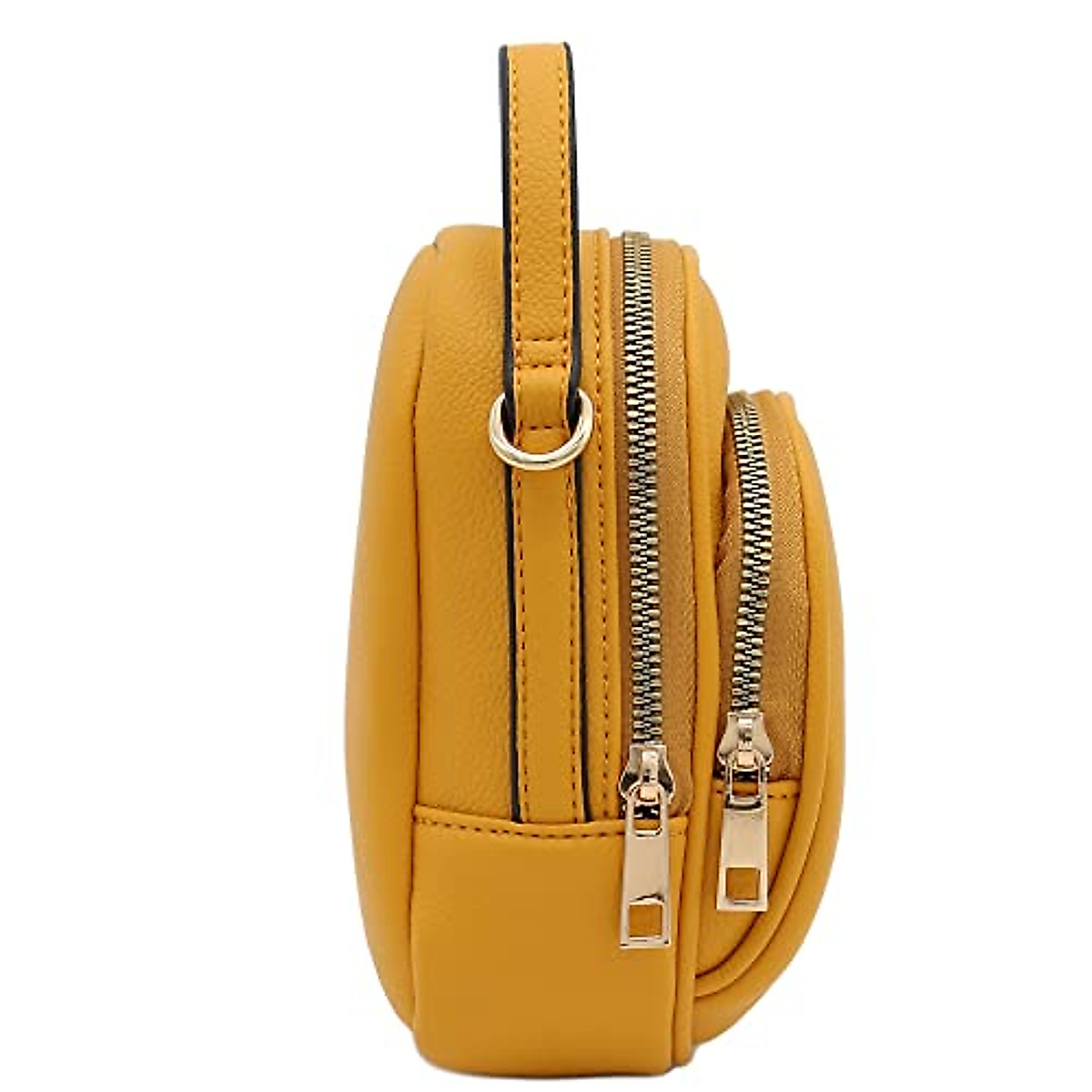 FashionPuzzle Two Compartment Phone Crossbody Mini Bag (Mustard)
