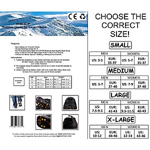 WAYPOR™ Ice Grips, Traction Cleats, Ice Cleat, Easy Slip On, Outdoor Durable, 10 Steel Studs, Stretchable, Prevent Slipping from Ice/Snow (Medium)