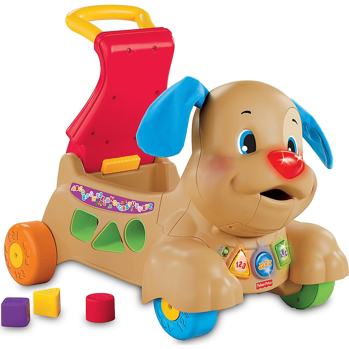 Fisher-Price Baby & Toddler Toy Laugh & Learn Stride-to-Ride Puppy Walker & Ride-On with Music Lights & Blocks for Infants Ages 9+ Months