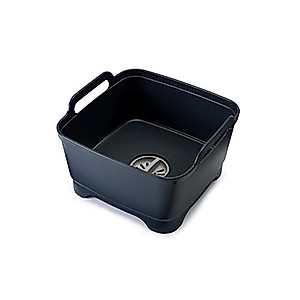 Joseph Joseph Wash and Drain Dish Tub, 1 EA, Gray & DrawerStore Compact Cutlery Organizer Kitchen Drawer Tray, Large, Gray