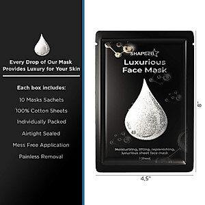 Shape28 Luxurious Face Mask For Men Skin Care Deep Cleansing Hydrating Face Mask Sheet 10 Sheets Minimize Pores Anti Aging Facial Mask