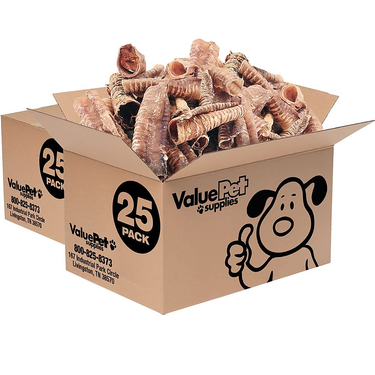 ValueBull Beef Trachea, Premium 5-6 Inch, 50 Count Bulk Pack - Angus Beef Dog Chews, Grass-Fed, Single Ingredient