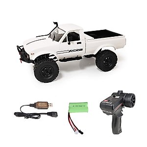 YIKESHU RC Crawler Offroad RC Truck 4x4 Remote Control Rock Crawler WPL C24-1 Pickup Trucks with Led Light, 2.4 Ghz 1/16 Scale All Terrain Car Brushed RTR Pickup for Adults
