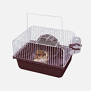 Gerbil Carrier Hamster Cage Portable Travel Rat Cage with Handle Gerbils Cages Small Animal Carry Case Pets House Habitats for Going Out Traveling (Coffee) Chinchilla Carrier