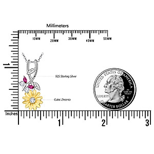 Dreamboat Sunflower Pendant Necklace for Women 925 Sterling Silver Sunflower Flower Jewelry Anniversary Birthday Gifts