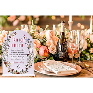 Boho Bridal Shower Party Ring Scavenger Hunt, The Ring Hunt Game, 1 Sign & 30 Rings, Bridal Shower Decoration, wedding party games(xzjz08)