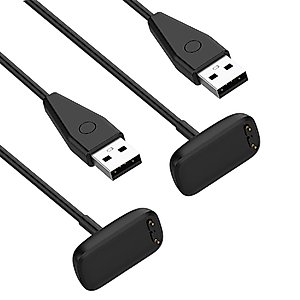 Threeeggs for Fitbit Charge 5 Charger with Reset Button, USB Charging Cable for Charge 5, Charge 6 & Fitbit Luxe (2-Pack, 3.3ft & 1.6ft)