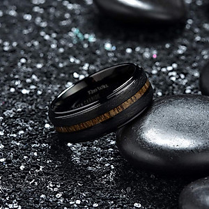 King Will Nature 8mm Black Tungsten Carbide Wedding Band Real Wood Inlay Matte Brushed Finish 6.5