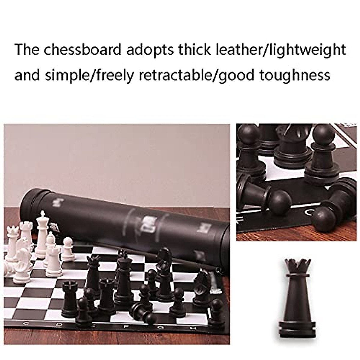 THPT 20 Inchs Leather Chess Set，High-end Large Portable Chess Armory with Folding Board，for Children，Beginners, Students, Adults Board Games