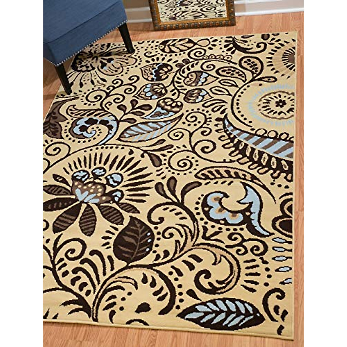 United Weavers Dallas Bandanna Area Rug - Blue, 8x11, Paisley Indoor Rug with Graphic Pattern, Jute Backing