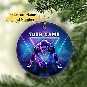 The Hygge Life Personalized Football Ornaments for Christmas Tree 2021 Football Players Ornaments Sports Football Ornaments for Boys for Football Lovers