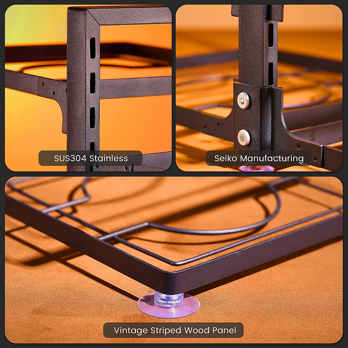 HOYRR Pots and Pans Organizer,Pot Organizer Rack For Under Cabinet,Pan Organizer,6 Tier Bilateral Adjustable Pot Rack,Pot and Pan Organiser For Kitchen Organisation and Storage.(Black)