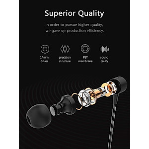 REPEDO Professional Metal Headphone in Ear Wired Earphone Heavy Bass Sound Quality Music Sport Headset Headsets with Built-in Microphone 3.5mm in-Ear Wired Earphone (D2)
