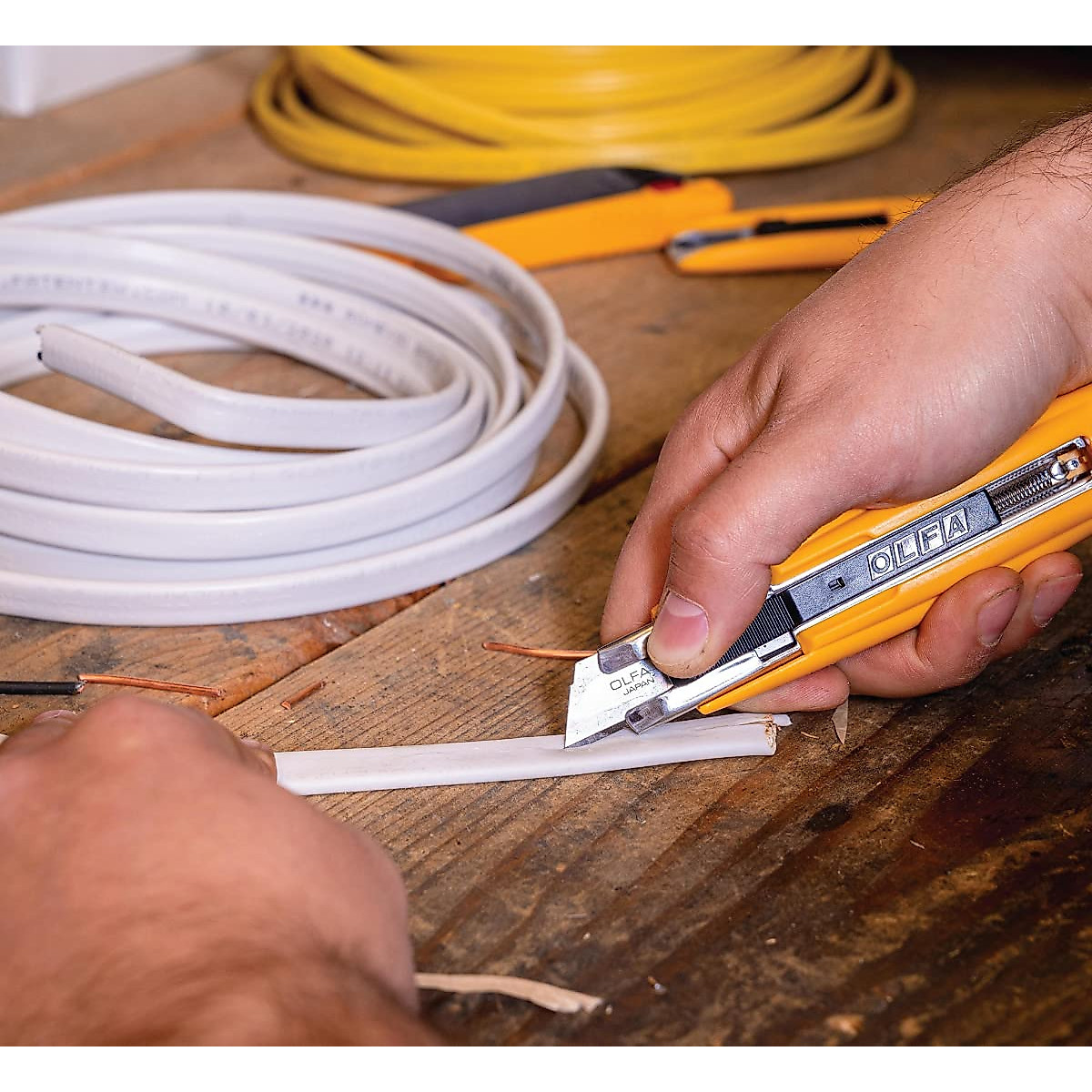 OLFA Self-Retracting Safety Utility Knife (SK-9) - Multi-Purpose Semi-Auto Box Cutter w/ Self Retractable Blade & Tape Splitter Pick, Replacement Blades: OLFA SKB-2, SKB-2S, RSKB, & HOB Safety Blades