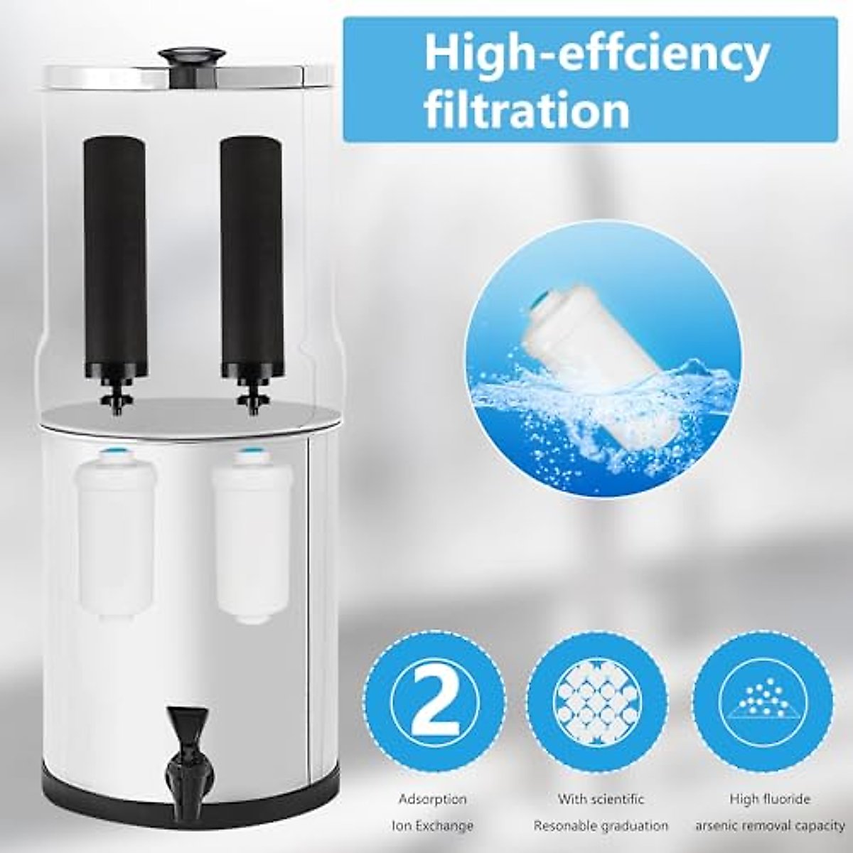 SUPER.BDACC Flouride Gravity System Water Filter, for Berkey K5366 Flouride and Arsenic Reduction Elements Filters, Compatible with Berkey Filtration, Pack of 2