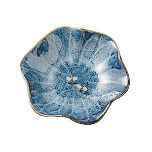 C&Xanadu Ring Holder, Leaf Shape Decorative Earring Stand, Jewelry Tray, Key Bowl, Trinket Dish for Women Birthday Gifts, Great Gifts for Friends, Leaf Blue