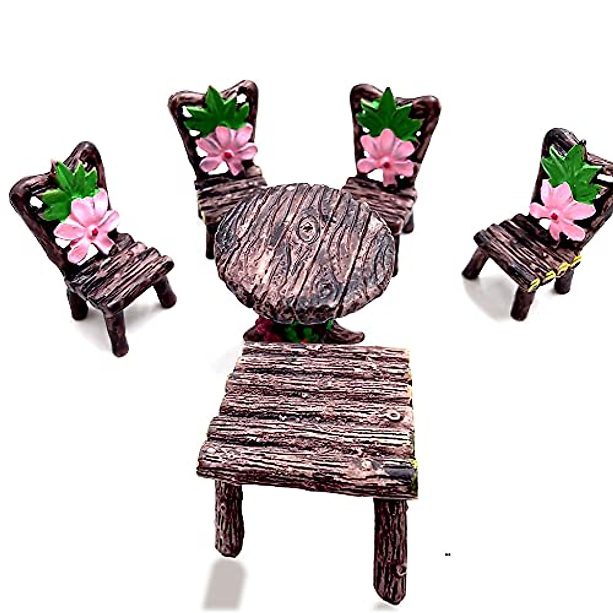 6PCS Miniature Table and Chairs Set, Fairy Garden Furniture Ornaments Kit for Dollhouse Accessories Home Micro Landscape Decoration