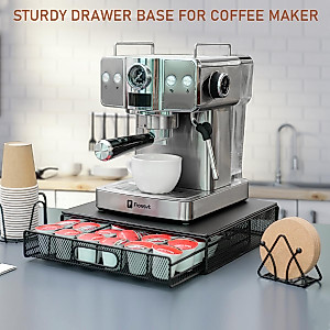 CODOGOY Coffee Bar Accessory Coffee Station Organizer, 2 in 1 Coffee Pod Drawer & Tea Bag Holder