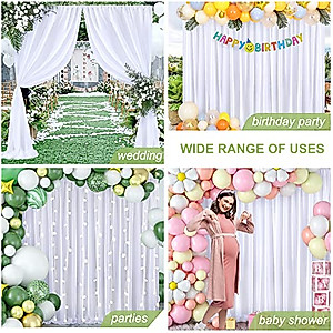 10ft x 10ft White Backdrop Curtain for Parties Thick Polyester White Wedding Drapes Panels Satin Curtains Decoration Back Drop Cloth for Photography Baby Shower Birthday Party