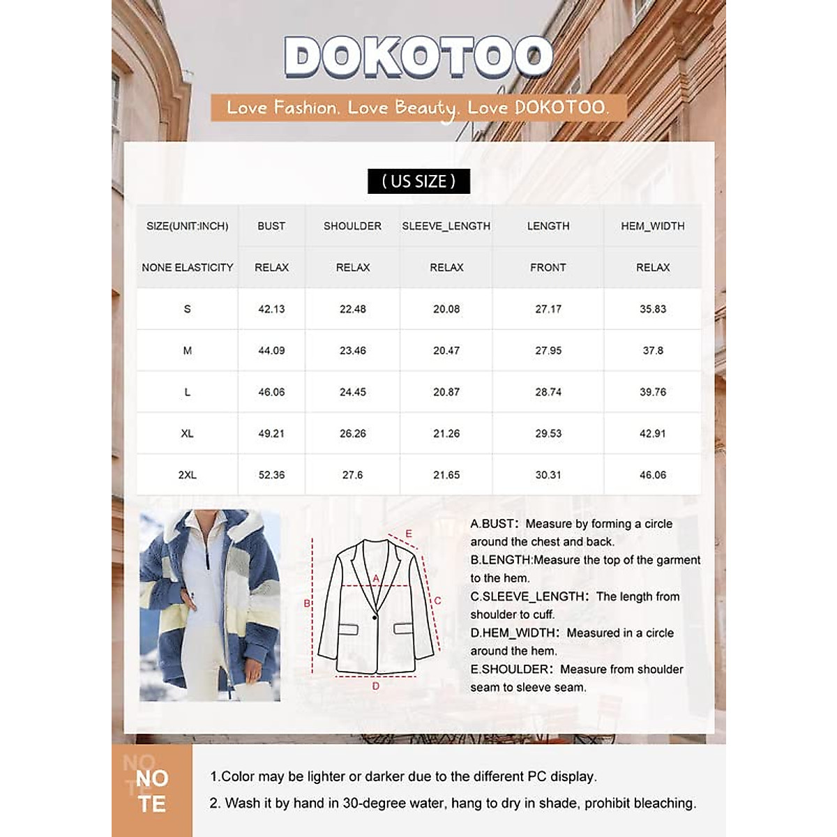 Dokotoo Womens Fashion Color Block Patchwork Winter Fuzzy Warm Fleece Jacket with Hooded Casual Warm Open Front Long Sleeve Cardigans Zipper Coats for Women Outerwear with Pockets Blue X-Large