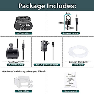 hygger Mini Intelligent Auto Top Off System with Controller Magnetic Mount Aquarium ATO Pump Water Refill Saltwater Reef Tank Supplies up to 60 Gallon