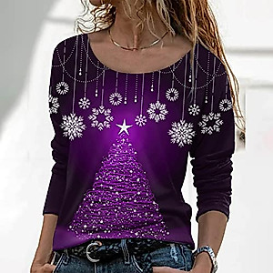 Christmas Sweatshirts for Women Long Shacket Christmas Sweaters for Women Christmas Sweater Christmas Shirt Lantern Sleeve Crewneck Cardigans Pullover Hoodie Sweatshirt Tops Christmas Sweatshirts
