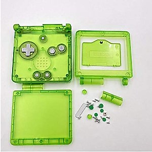 Full Housing Case Cover Housing Shell Replacement for Game boy Advance SP GBA SP Shell Case with Buttons Kit-Clear Green