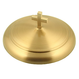 Communion Ware 3 Holy Wine Serving Trays with A Lid & 2 Stacking Bread Plates with A Lid - Stainless Steel (Brass/Gold Shiny)