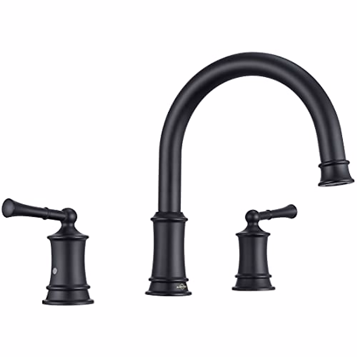 Hangoro Bathtub faucet, Deck Mount Antique Tub Faucet 2 Lever Handles, Widespread 3 Holes Brass Rough-in Tub Faucet, 360° Swivel Spout, High Flow Faucet For Bathroom, Matte Black(B2307-BK)