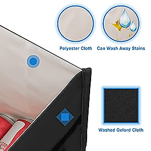 Reusable Lunch Sack Bag with Extra Storage Pockets, Knife, fork, spoon and Washable Napkin, Large Capacity Foldable Insulated Lunch Bag Tote for for Men, Women, Office, School,Picnic, Hiking (Black)