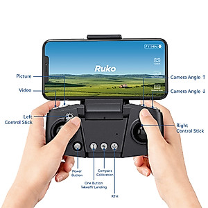 Ruko F11GIM Drones with 2-Axis Gimbal EIS 4K Camera for Adults, 2 Batteries 56 Min Flight Time, Level 6 Wind Resistance, FPV Brushless Motor, GPS Auto Return Home Compliance with FAA Remote ID