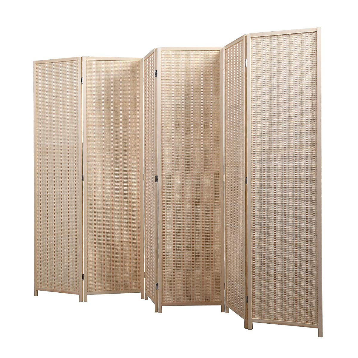 JAXPETY 6 Panel Room Divider 6ft Tall Folding Privacy Screen Freestanding Rustic and Natural Bamboo Room Partition for Home Office, Natural Color
