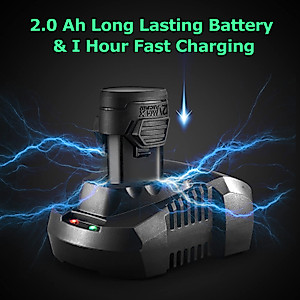 KIMO 12V 2.0Ah Lithium-Ion Battery Charger Apply to KIMO Cordless Ratchet Wrench, Cordless Car Polisher, Lightweight Portable