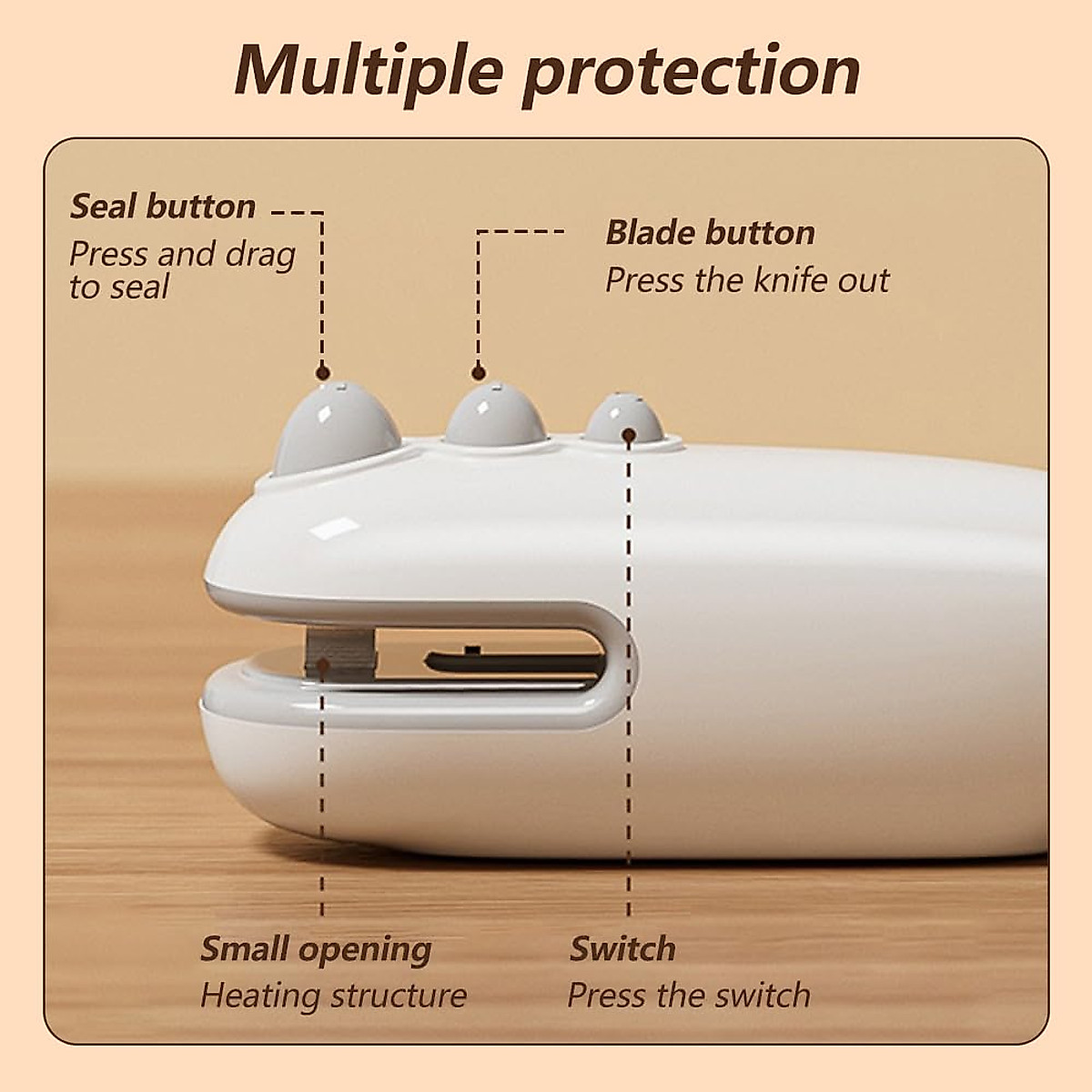 Mini Bag Sealer,Upgrade 2 in 1 USB Rechargeable Food Bag Sealer,Sealing Machine Heat Seal Tool,Portable Handheld Heat Vacuum Sealer for Plastic Bags Snack Bag (A-White)
