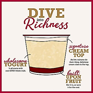 Brown Cow Cream Top Strawberry on the Bottom Whole Milk Yogurt, 5.3 oz. Cup- Creamy, Delicious Yogurt