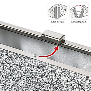 Silver Clutch Purses for Women Evening Bride Crystal Bags and Clutches Prom Bag Glitter Purse Womens Wedding Prom Party (Silver)