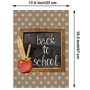Polka Dot Garden Flag Back to School Chalkboard Apple 12.5 x 18 Inch Burlap Vertical Double Sided Outdoor Decorations Party Deco