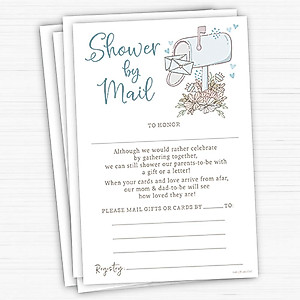 Shower By Mail Blue Mailbox - Boy Baby Shower Invitations (20 Count) With Envelopes