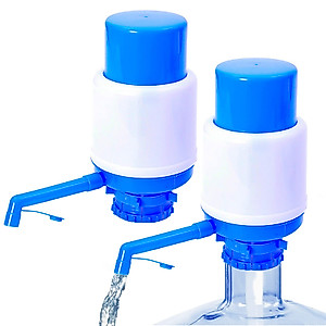 2 Pack Portable Manual Water Pump 5 Gallon, Water Jug Dispenser Bottle Pump Drinking Water Pump with an Extra Short Tube and Cap Fits Most 2-6 Gallon Water Coolers