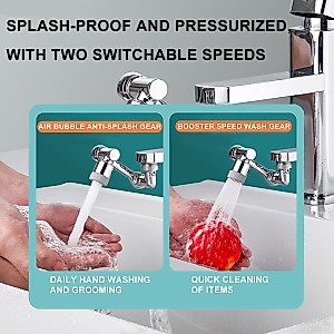 1080 Degree Swivel Faucet Extender, Universal Splash Filter Faucet Aerator, 1080 Swivel Faucet Aerator, Faucet Extender for Toddlers, Big Angle Rotating Faucet Extender for Bathroom Kitchen Sink