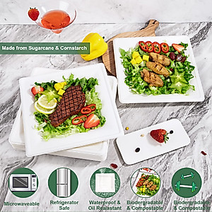 SUT 10-Inch Compostable Paper Plates, 100 PCS Square Biodegradable Bagasse Plates, Heavy-Duty Microwaveable Plates, Eco-Friendly Natural Disposable Plates, Made of Sugarcane Fibers, for Party, Picnic