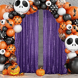 Sugargirl Purple Sequin Backdrop Curtain 2 Panels 2FTx8FT Glitter Purple Background Drapes Sparkle Photography Backdrop for Party Wedding Birthday Wall Decoration